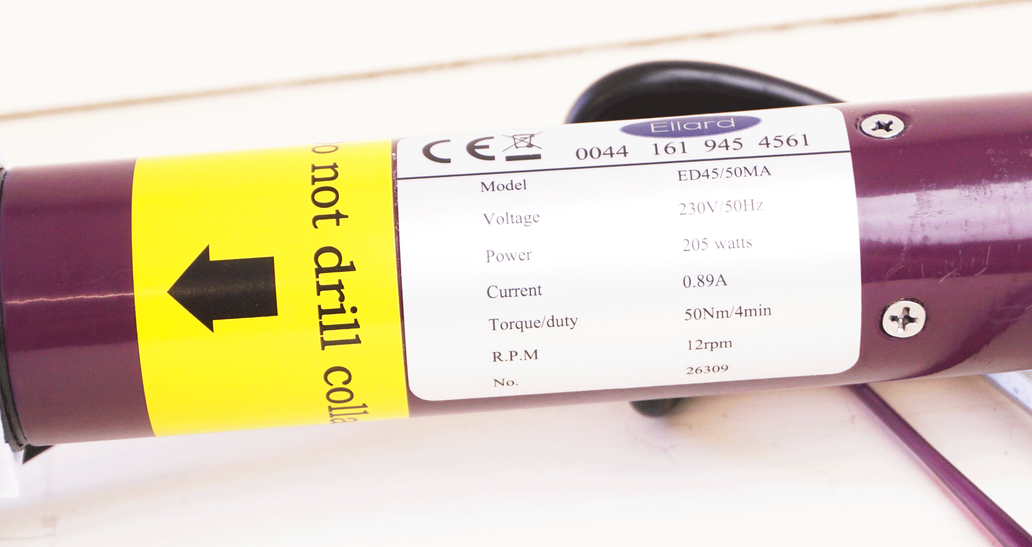 Ellard Tubular Motor 45 Series 40NM 50NM with Manual Override ...
