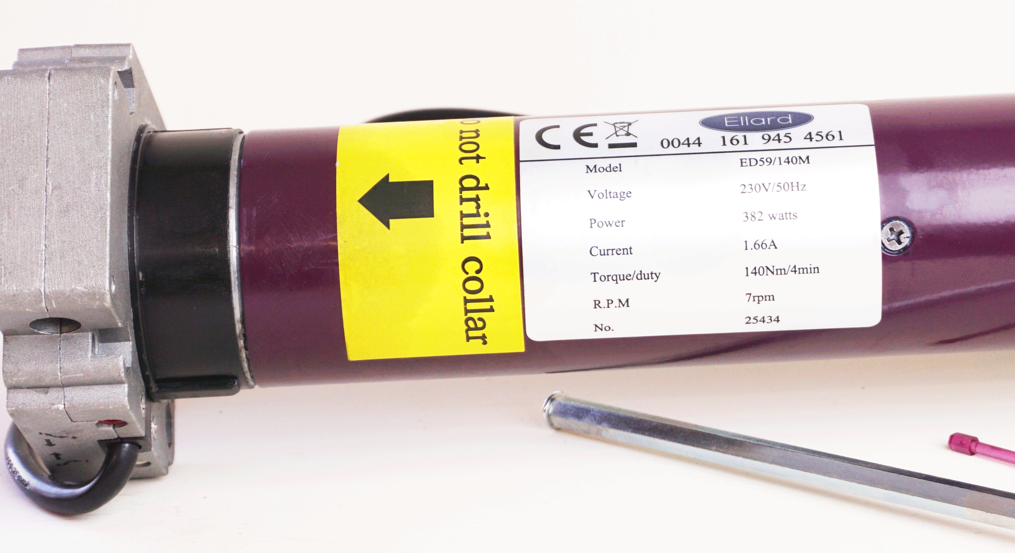 Ellard Tubular Motor 59 Series 80NM 100NM 140NM with Manual Override ...